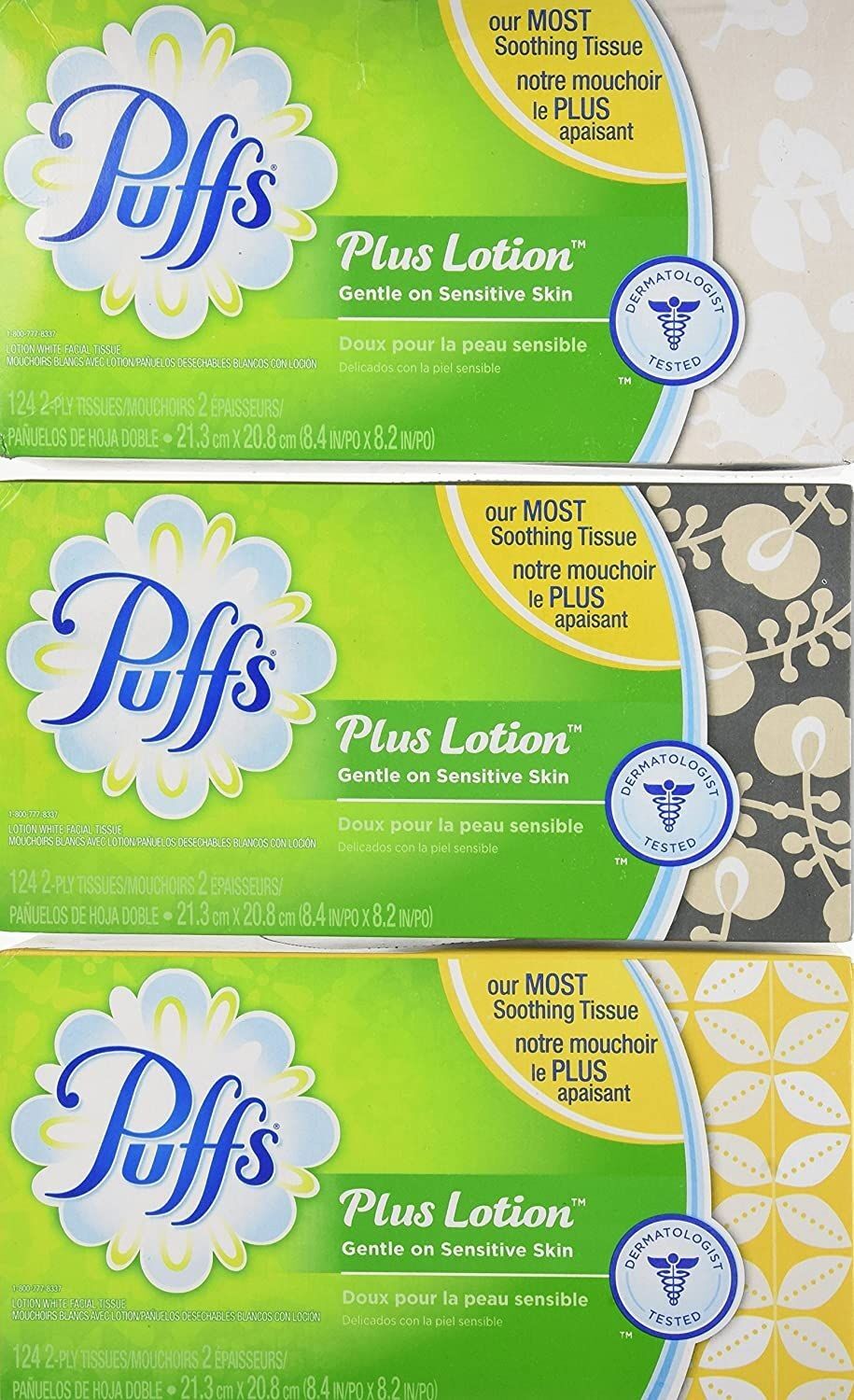 Puffs Plus Lotion 124 Count Facial Tissues - 3 Pack