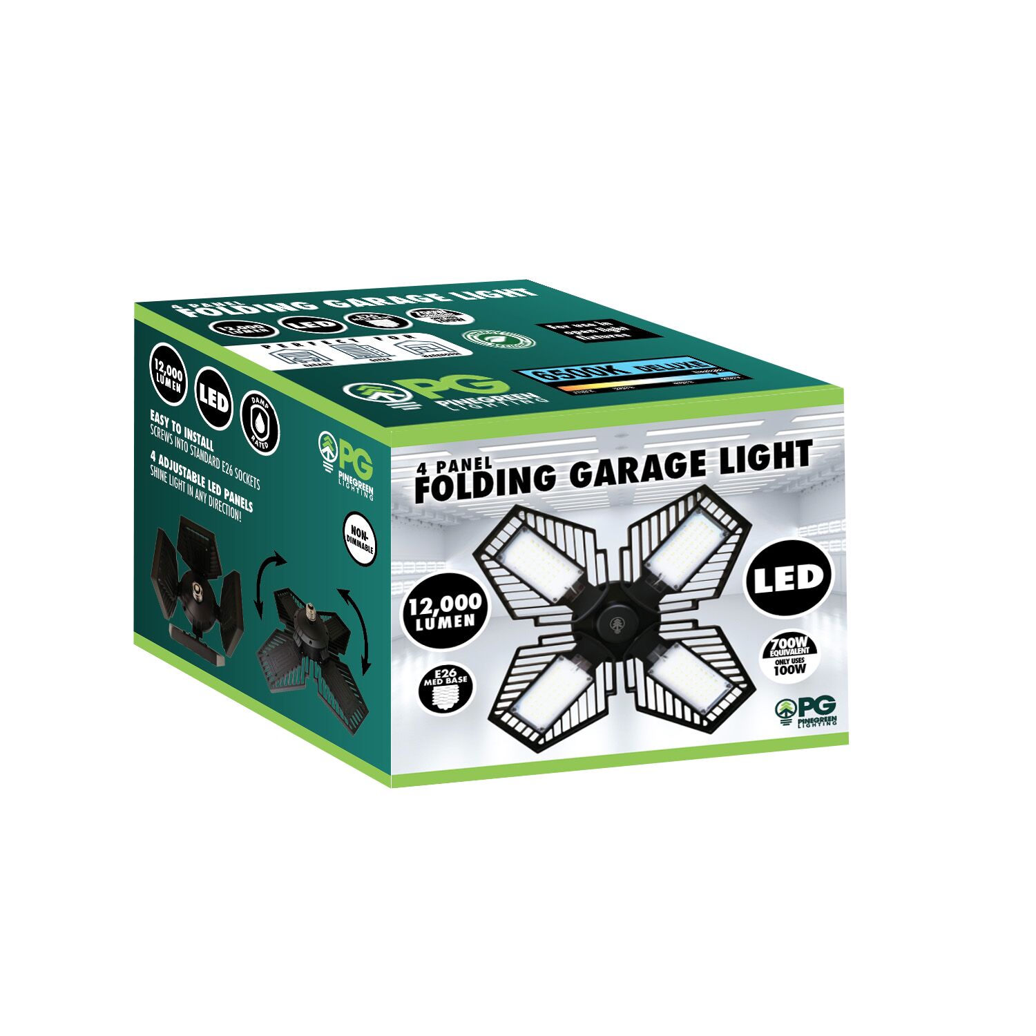 Pinegreen Lighting LED 4-Panel Folding Utility/Garage Light 12,000 Lumens