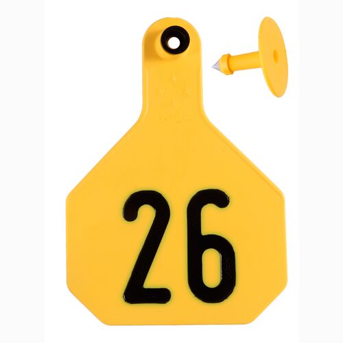 Y-Tex All-American 4* Large #26-50 2-Piece Ear Tag in Yellow - 25 Tags