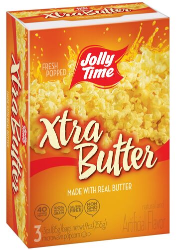 Jolly Time Xtra Butter Gourmet Microwave Popcorn 3 Count Box