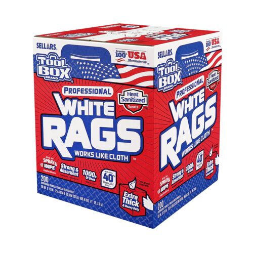 Sellars Toolbox White Rags Center-Pull Box - 200 Pack
