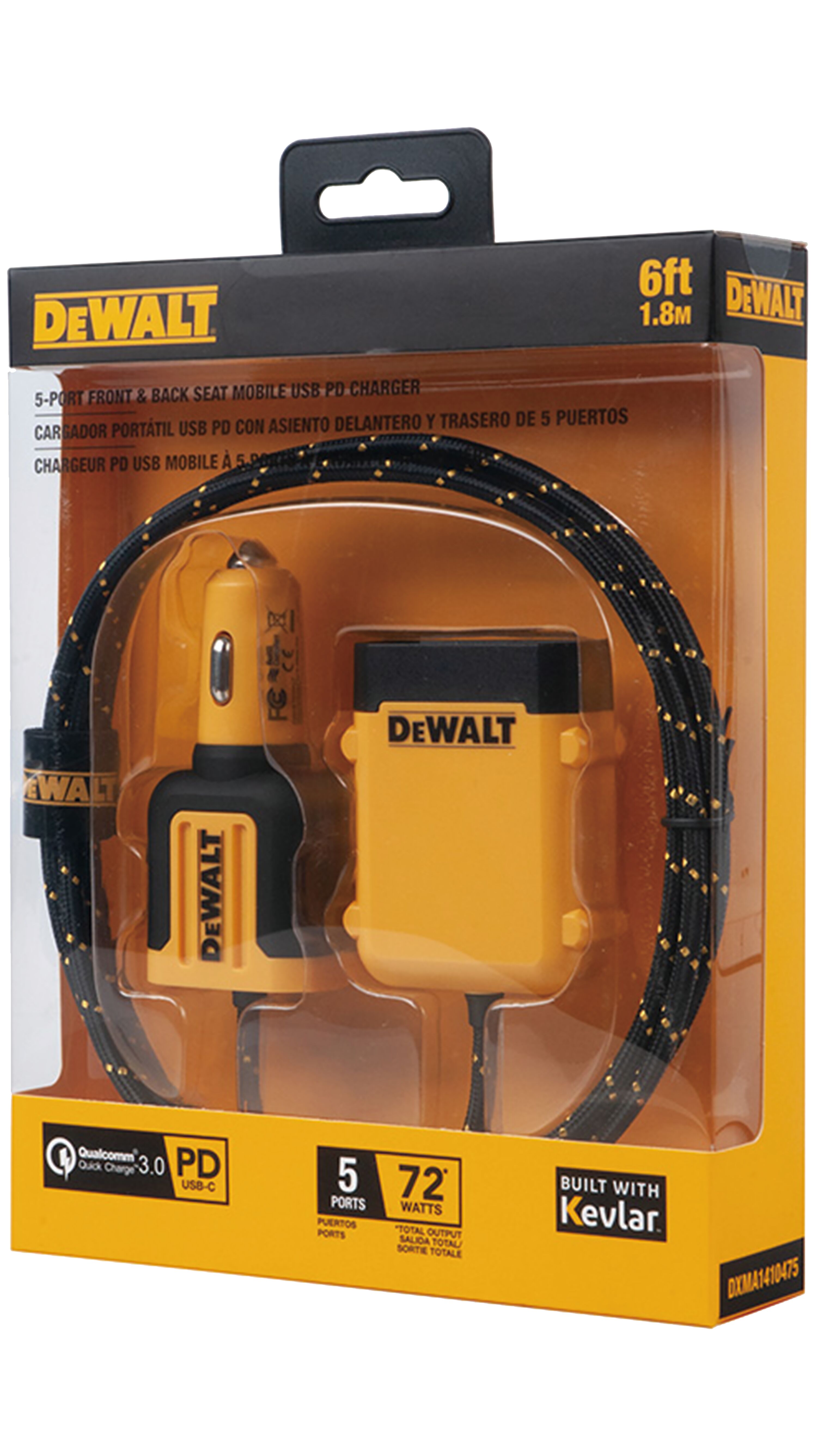 Dewalt 5-Port Front and Back Seat Mobile USB PD Charger