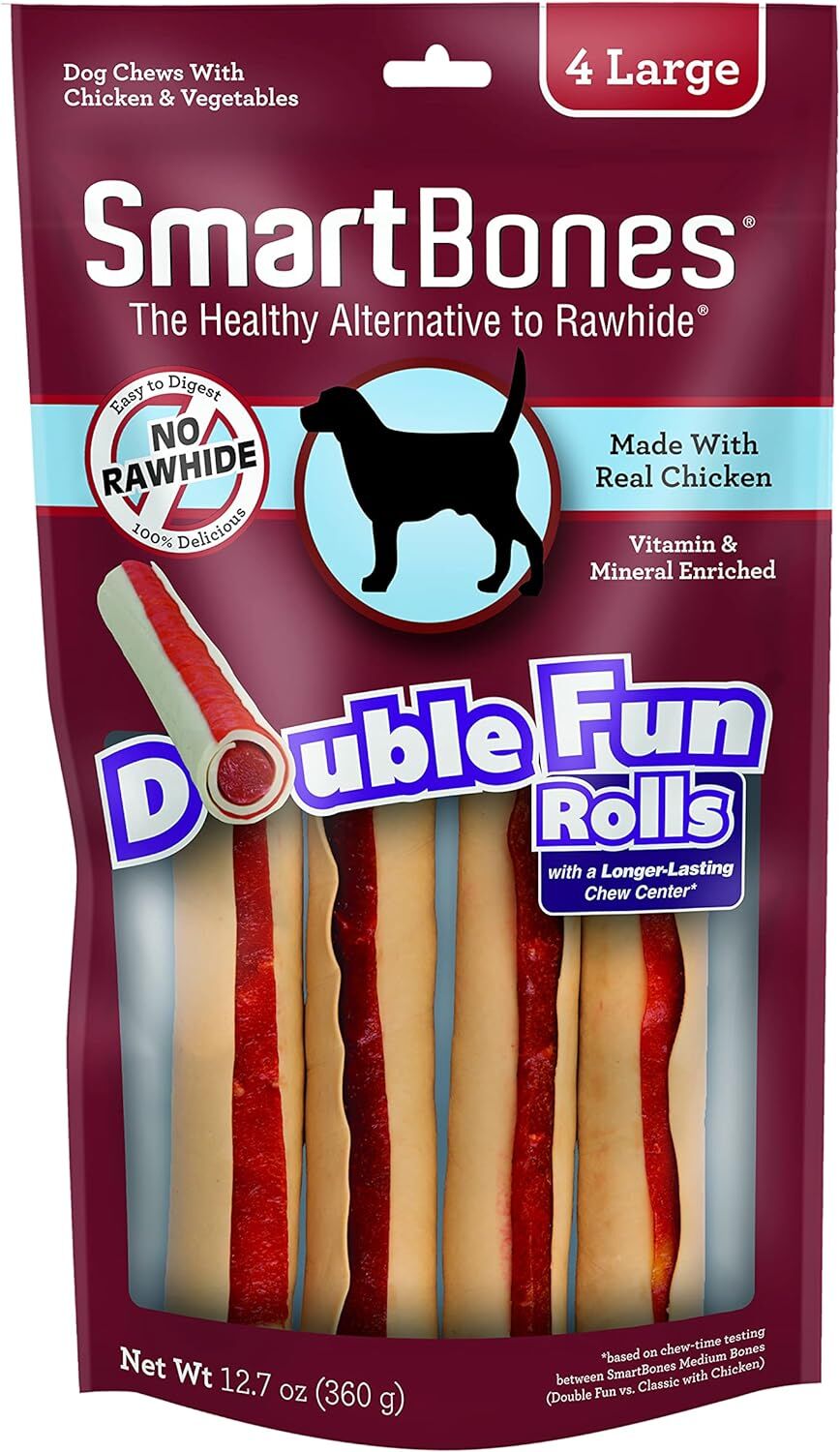 SmartBones Double Time Dog Treat Rolls - Large 4 Count