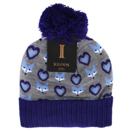 Igloos Girl's Critter Jacquard Cuff Cap - Assorted