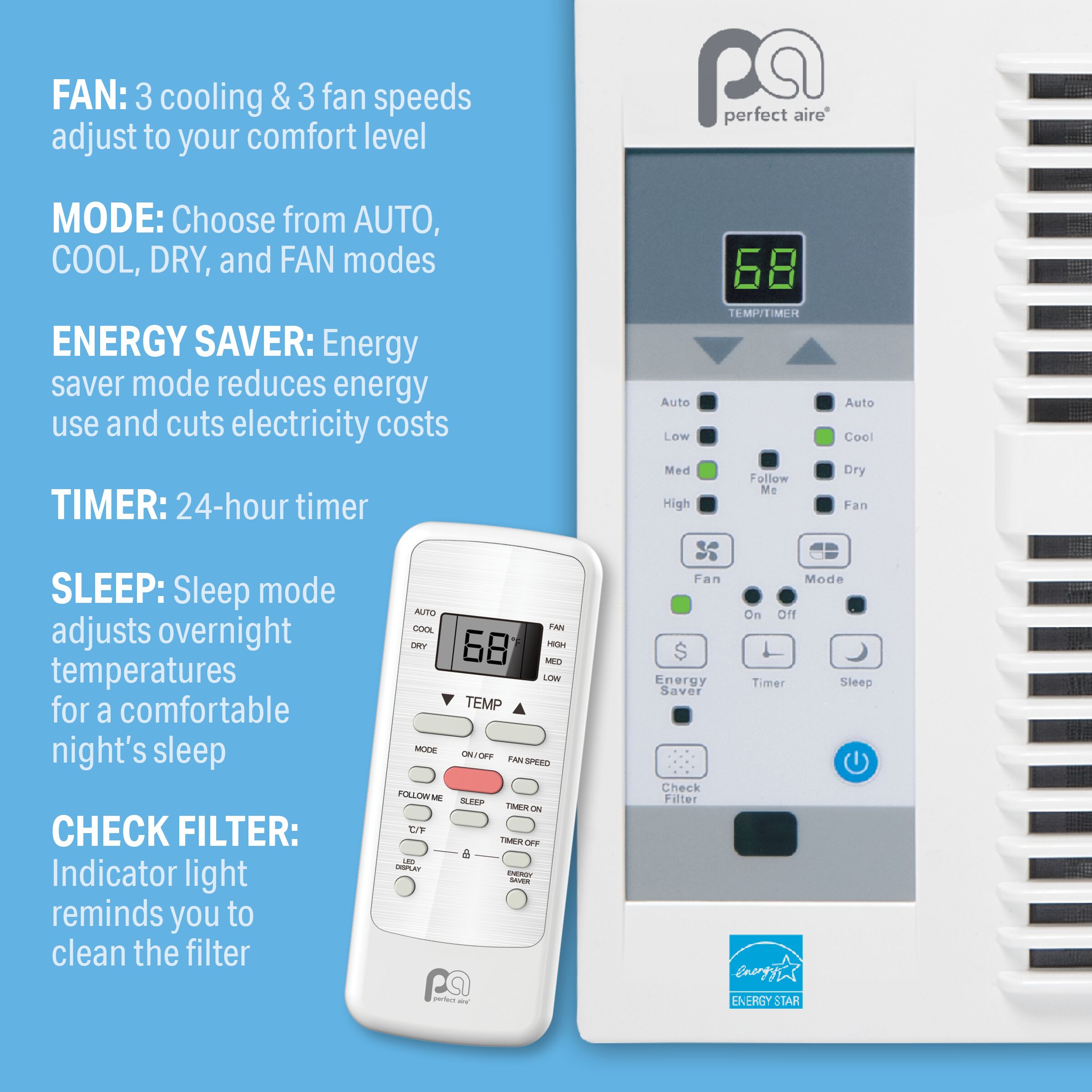 Perfect Aire Window Air Conditioner - 8,000 BTU