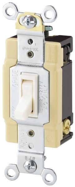 Cooper Wiring 15 A, 125 VAC, Framed Grounded Ivory Toggle Switch