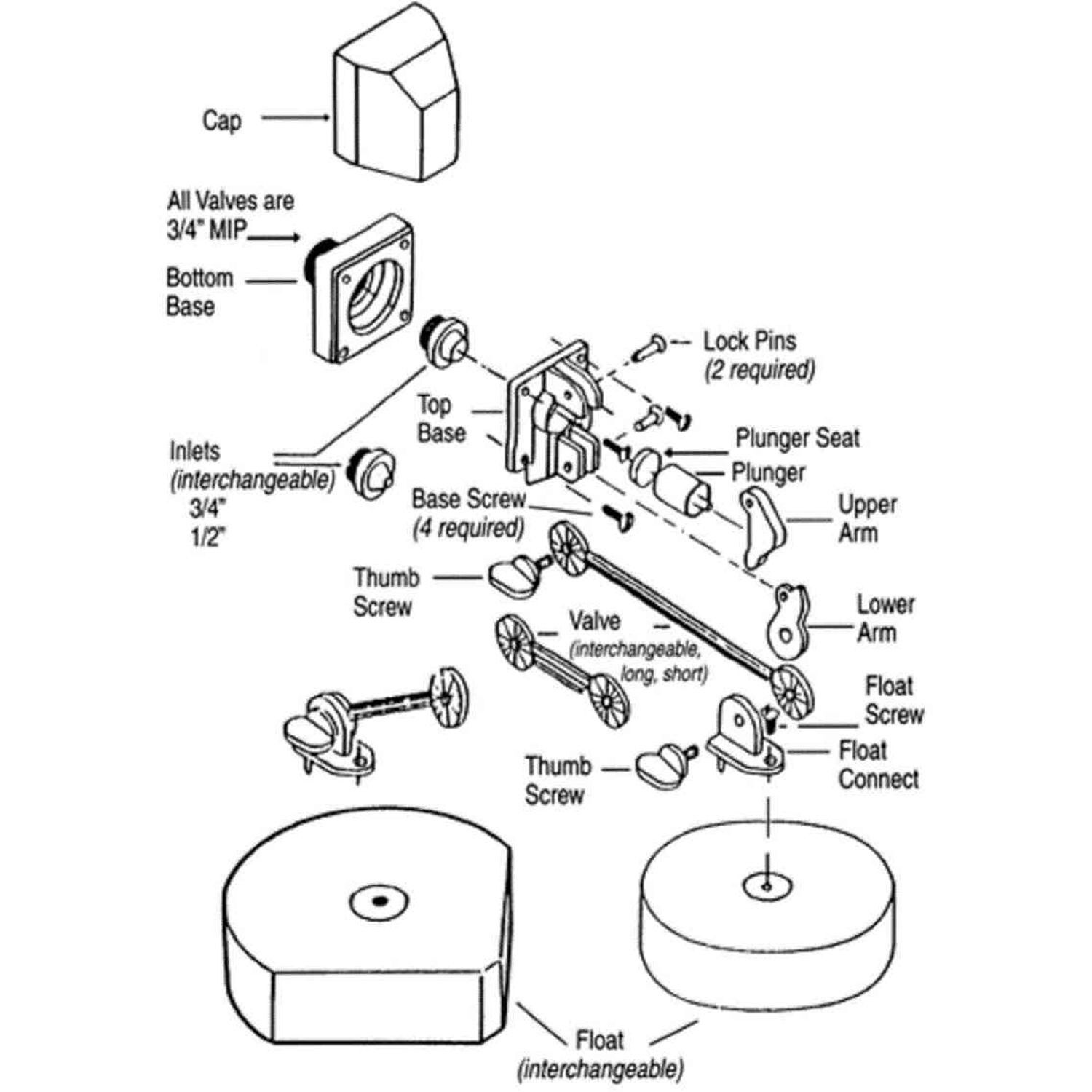 Franklin Industries 3/4" Complete Valve Arm & BL117 Float Assembly