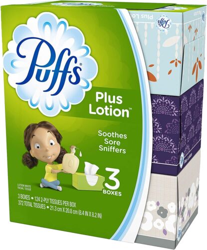 Puffs Plus Lotion 124 Count Facial Tissues - 3 Pack
