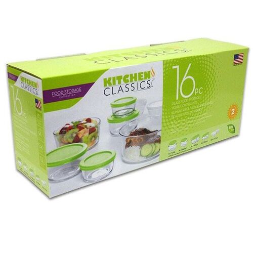 Kitchen Classics 16 Piece Glass Food Storage Set