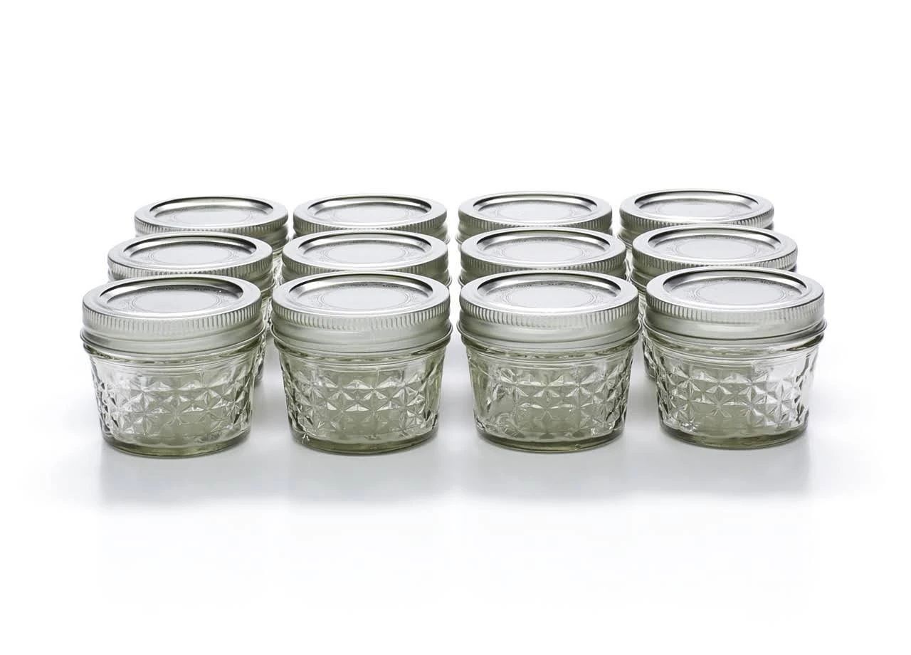 Ball Regular Mouth Quilted Crystal Jelly Jars & Lids - Set of 12