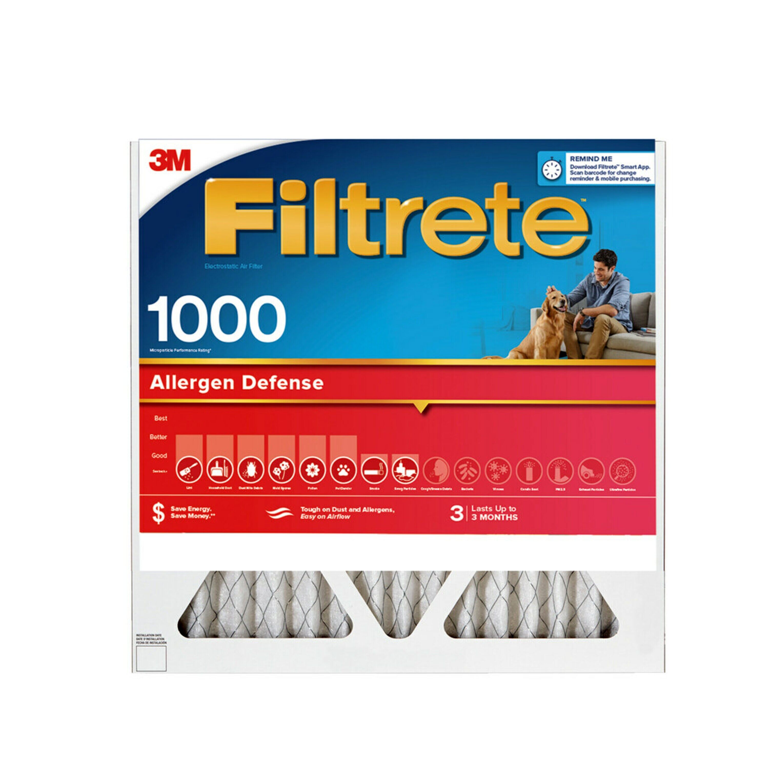 Filtrete 1000 Allergen Defense Air Filter - 25" x 25" x 1"