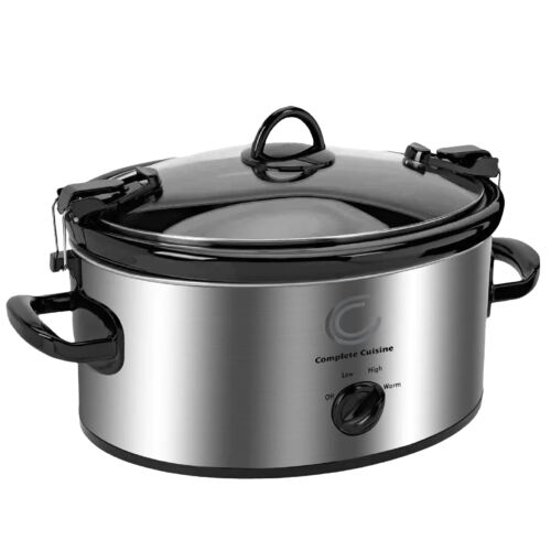 Complete Cuisine 6-Quart Oval Slow Cooker with Locking Lid