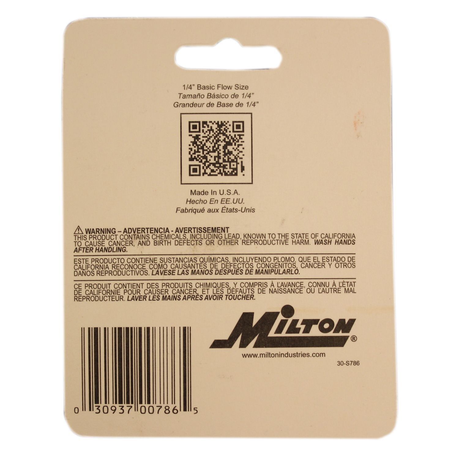 Milton 1/4" Male T-Style Coupler