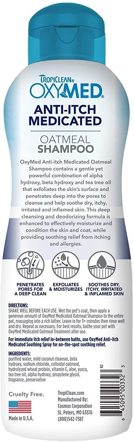 TropiClean OxyMed Anti-Itch Medicated Deep Cleansing Oatmeal Pet ...