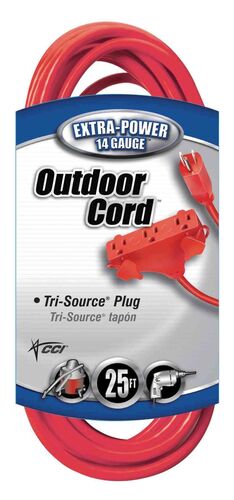 Coleman Cable Outdoor 3-Way Power Block Extension Cord