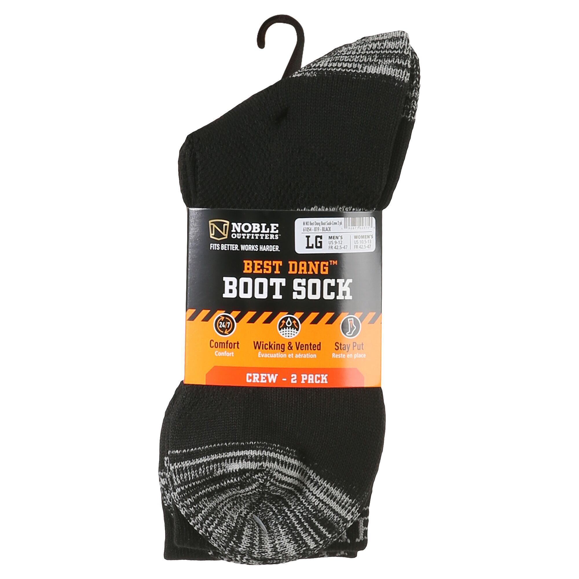 Men's Crew Best Dang Boot Sock 2-Pack in Black