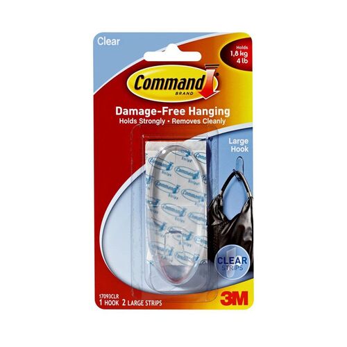3M Command Large Clear Hook & Strip Kit