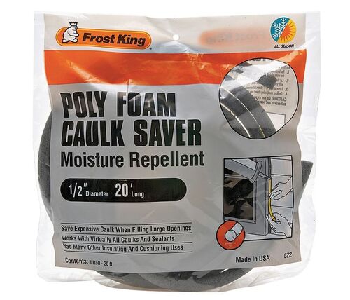 Frost King C22H 1/2" x 20' Poly Foam Caulk Saver - Gray